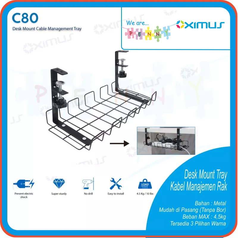 Jual Kabel Manajemen Storage Tray Desk Mount Cable Management Braket ...