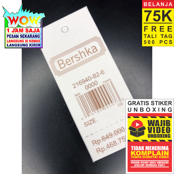 Jual BERSHKA PRICE TAG HANGTAG BARCODE CO 1X DIKIRIM 600 PCS | Shopee ...