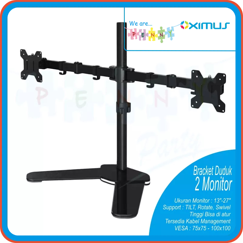 Jual Bracket Meja Duduk Braket 2 Monitor/TV/LCD/LED/Plasma 13"-27" Tilt ...