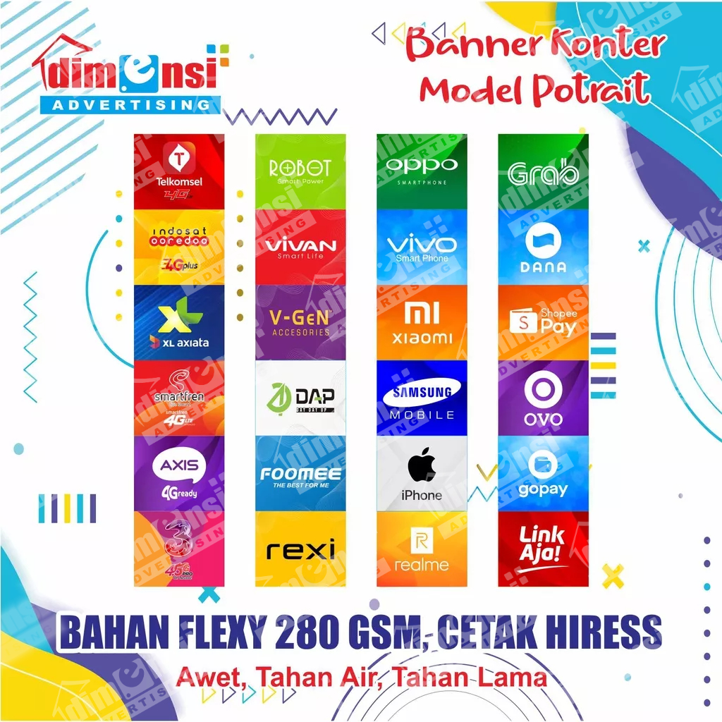 Jual Spanduk Banner Konter Portrait / Renda Portrait / Spanduk Operator ...
