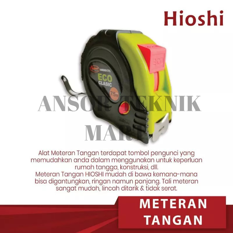 Jual NEW!!! Meteran 3M HIOSHI - Meteran Roll Tukang Bangunan 3 Meter ...