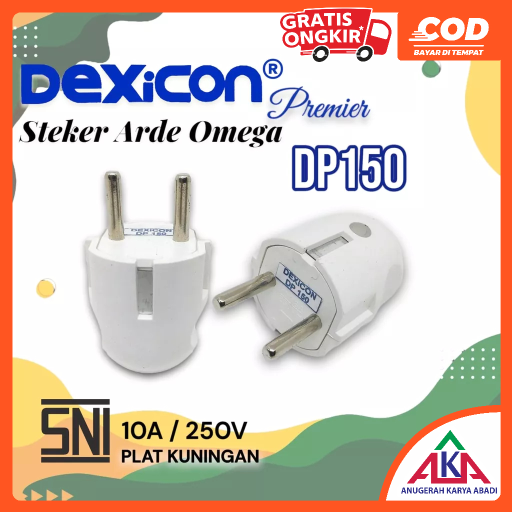 Jual Steker Arde Omega DEXICON Premier DP150 10A Colokan Bulat Kuningan SNI | Shopee Indonesia