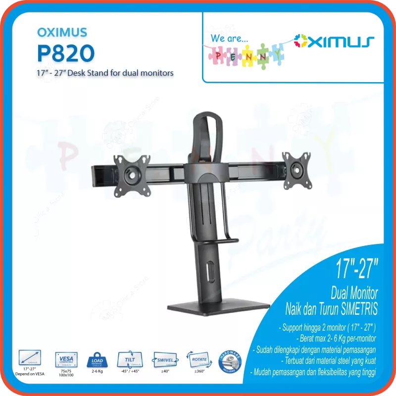Jual Braket Meja Dual Monitor FULL ERGONOMIC 17"-27" bisa Naik Turun ...