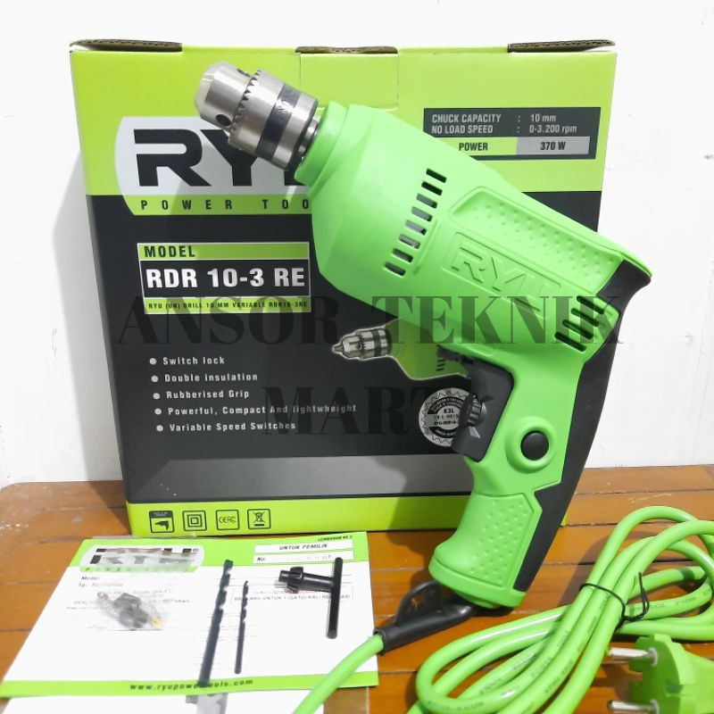 Jual Mesin Bor 10mm RYU RDR 10-3 RE Variable Speed dan Bolak Balik Original RYU Tekiro | Shopee ...