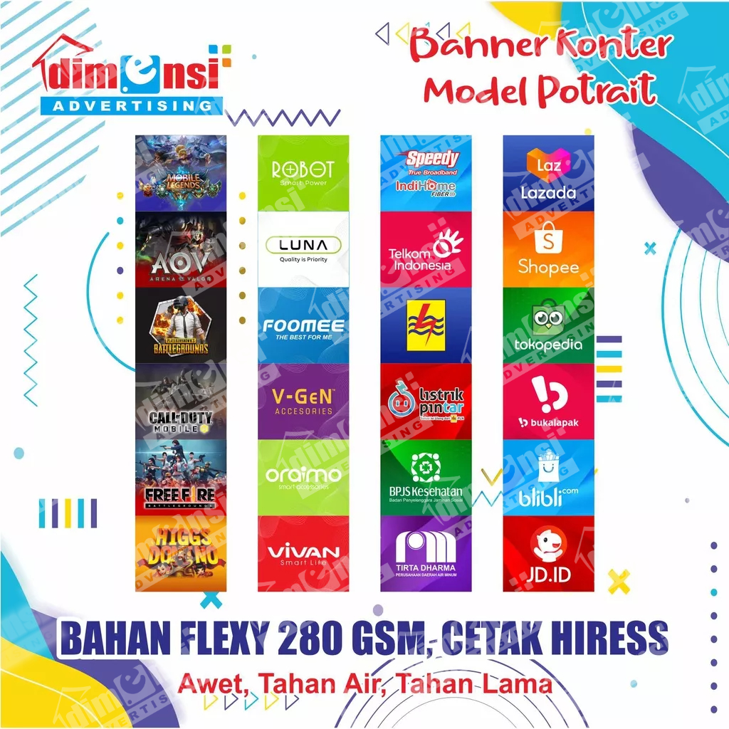 Jual Spanduk Banner Konter Portrait / Renda Portrait / Spanduk Operator ...