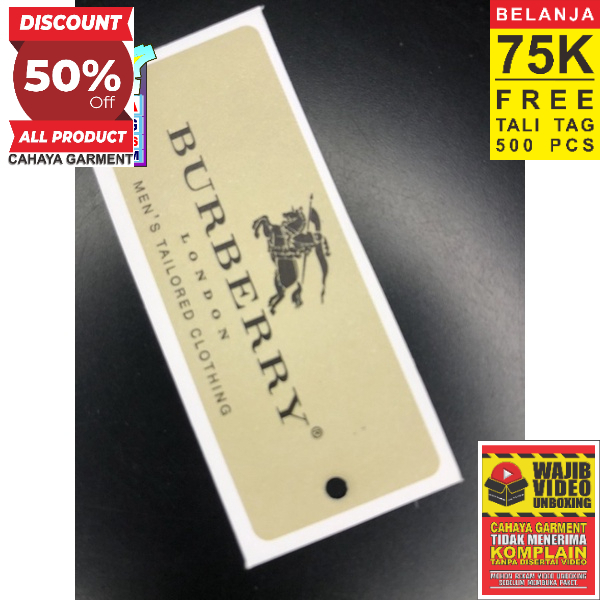Jual BURBERRY TAG HANGTAG SUPER PREMIUM CO 1X DI KIRIM 600PCS | Shopee ...