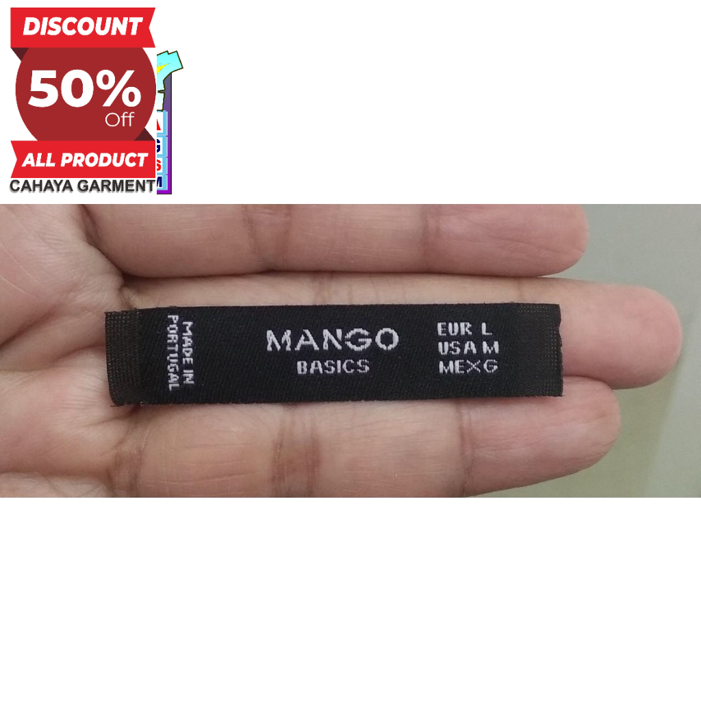 Jual MANGO SLIP LABEL WOVEN RAJUT BORDIR COTTON SIZE 1,2 X 5CM SUPER ...
