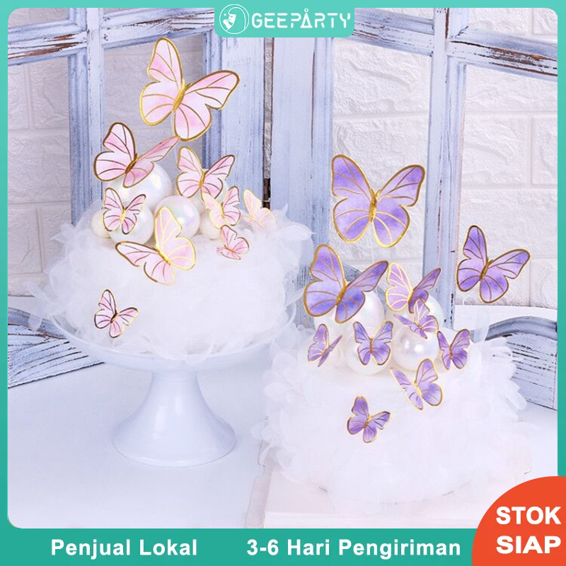 Jual 11 Sisipan Dekorasi Kue Topper Kupu-Kupu Fantasi Merah Muda Ungu ...