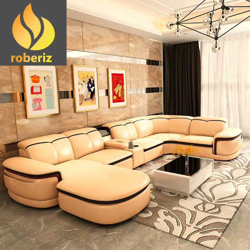 Jual SOFA LETTER U JUMBO MODERN CUSTOM FULL KULIT | Shopee Indonesia
