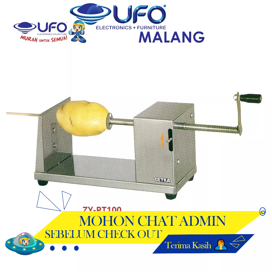 Jual Getra Tornado Potato Slicer / ZY-PT100 Mesin Manual Pengiris ...