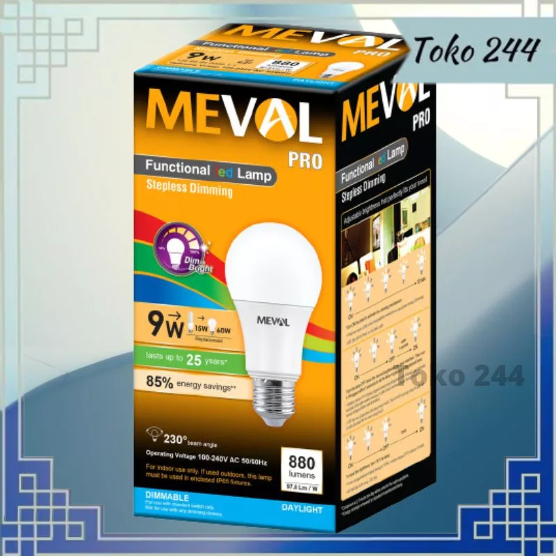 Jual Lampu Dimmer LED Stepless Dimming 9W - Putih MEVAL- Lampu Led ...