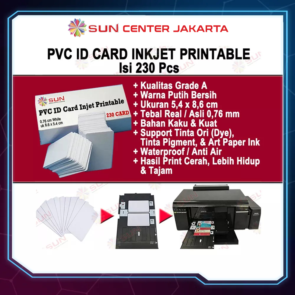 Jual Inkjet PVC ID Card Grade A 0,76 White uk 8.6 x 5.4 cm isi 230 ...
