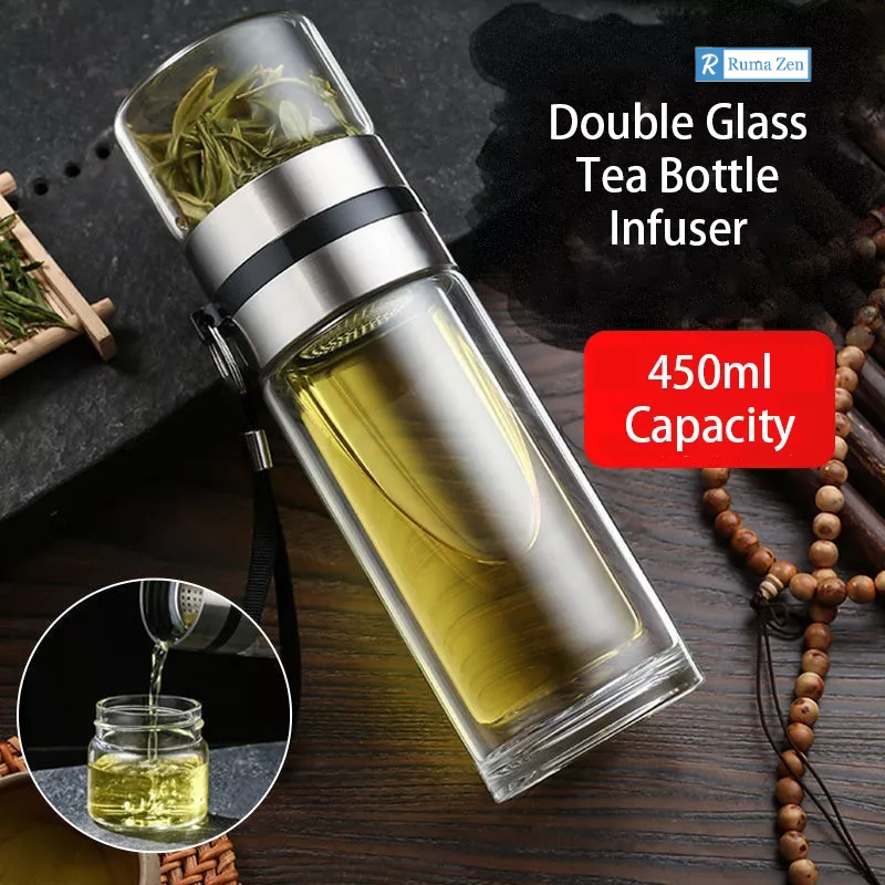 Jual Botol Double Glass Bottle Tea Purifier Infused Water | Shopee ...