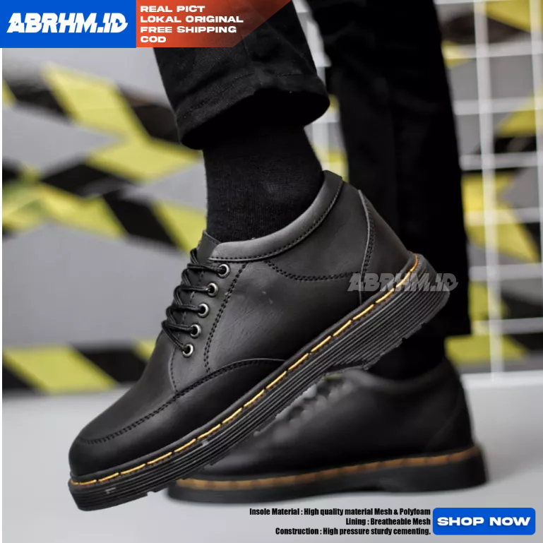 Jual Sepatu Formal Pantofel Docmart Low Boots Kerja Hitam Pria Abrhm ...