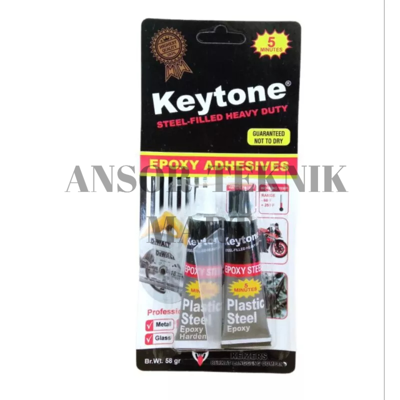 Jual NEW!!! Lem Besi Plastik KEYTONE Lem Campur Epoxy Adhesives 5 Menit ...
