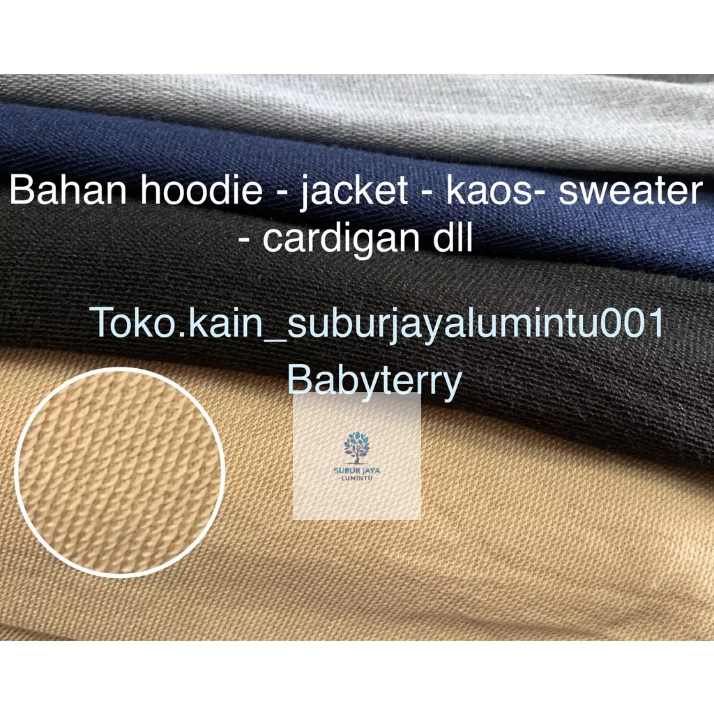 Jual babytery METERAN / bebiteri kain / bahan hoodie murah, jaket ...