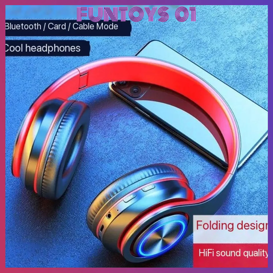 Jual B39 Headset Bluetooth HiFi Stereo Headphone LED Warna-warni ...