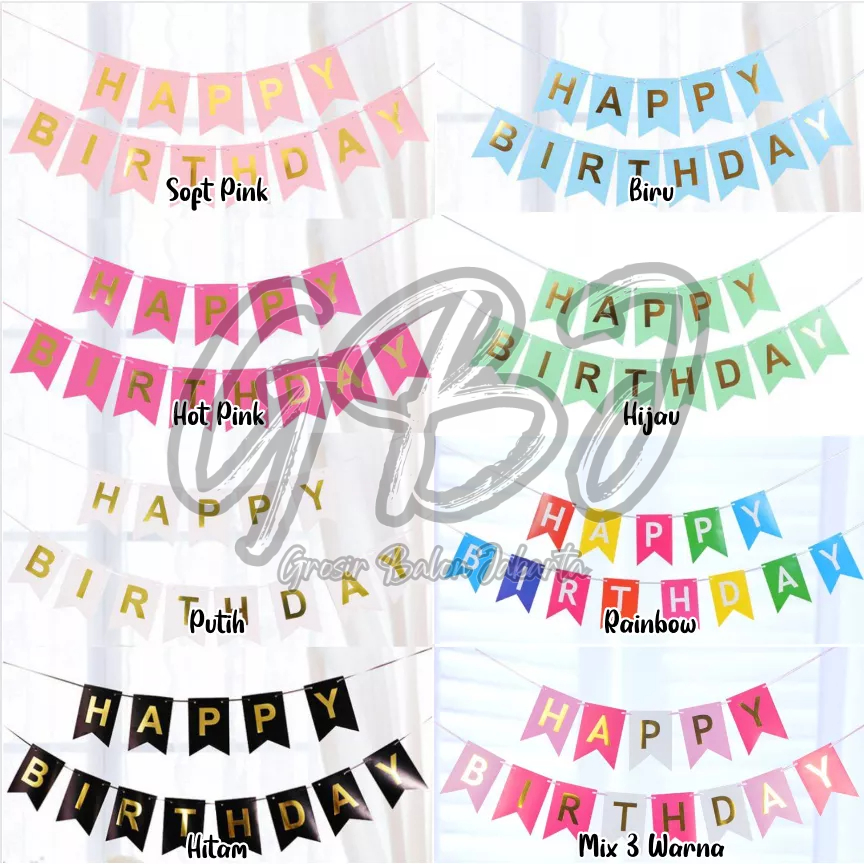 Jual BANNER Happy Birthday Segilima / Bunting Flag Ulang Tahun | Shopee ...
