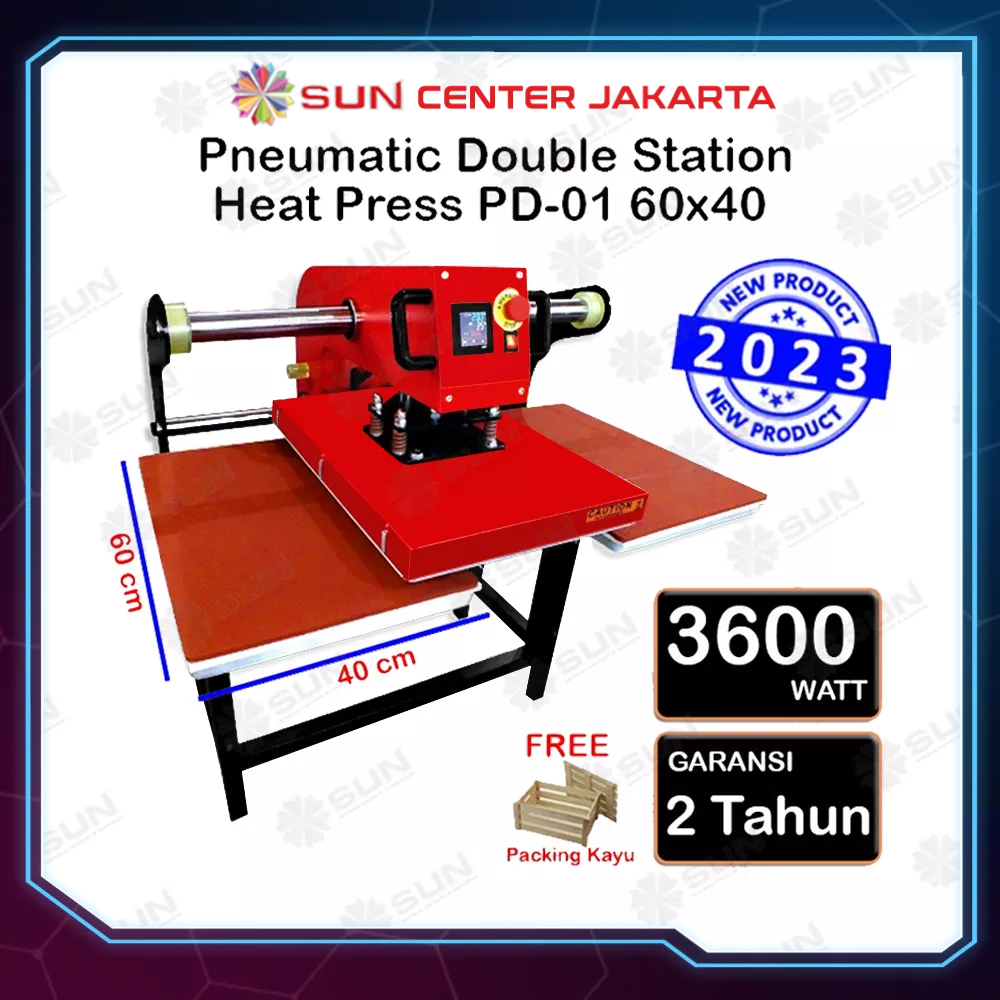 Jual Mesin Press Sablon Kaos Pneumatic Double Station Heat Press 60x40 /80x100 Digital Premium ...