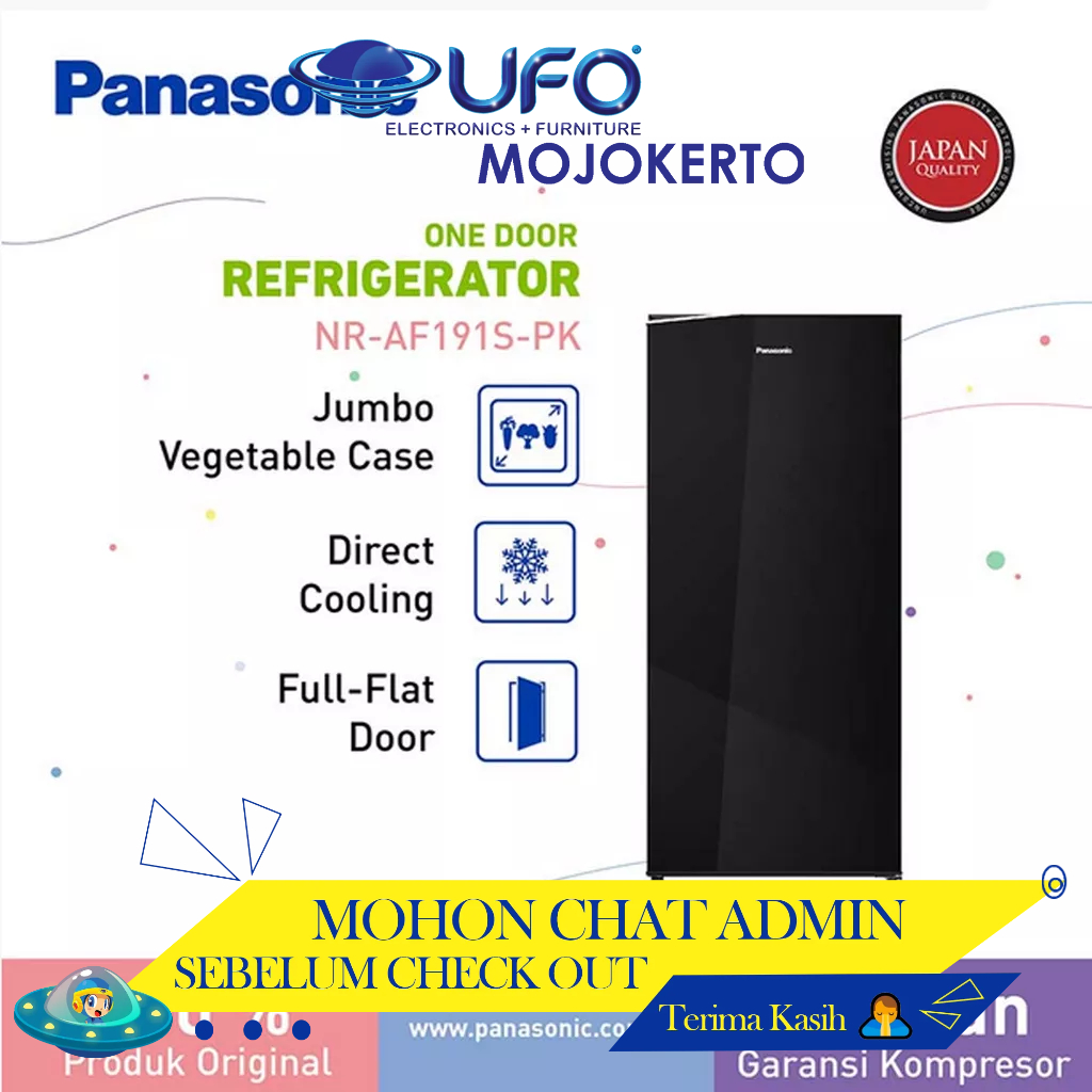 Jual KULKAS PANASONIC LEMARI ES 1 PINTU 1 DOOR REFRIGERATOR NRAF191S PK ...