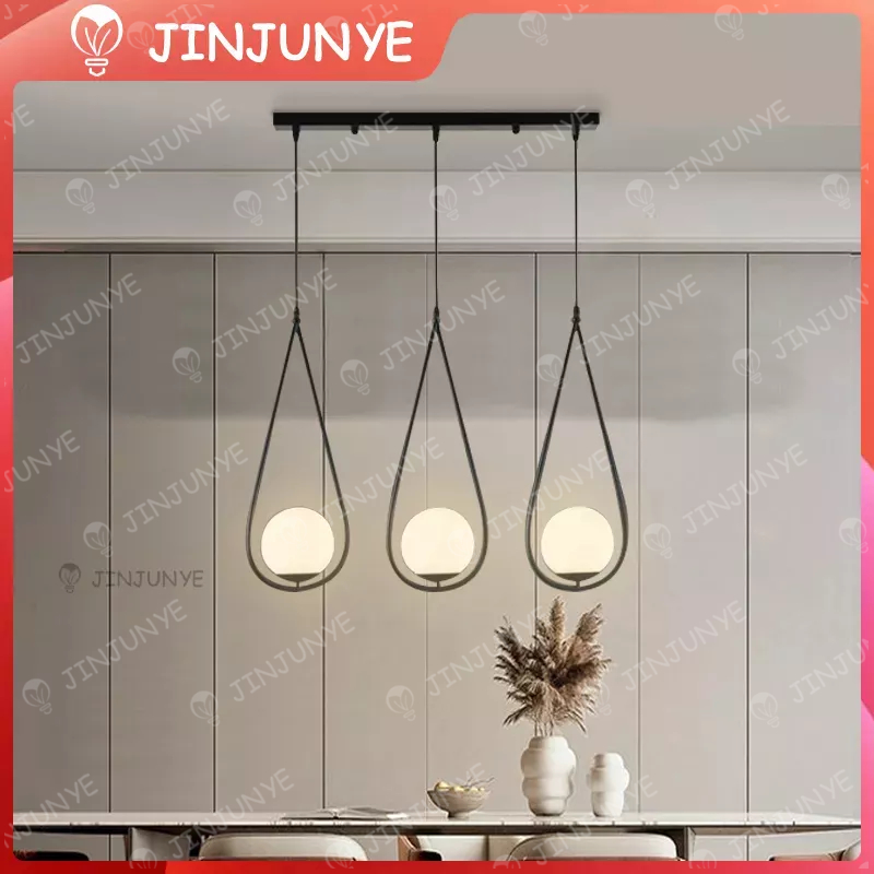 Jual Lampu Gantung Minimalis Lampu Hias Gantung 3 in 1 Modern Nordic Hitam Kaca Susu Untuk Ruang ...