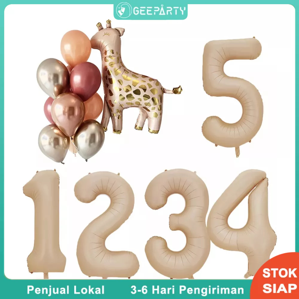 Jual 32 inci Warna Karamel Caramel Helium Foil Balon Nomor Bentuk Balon ...