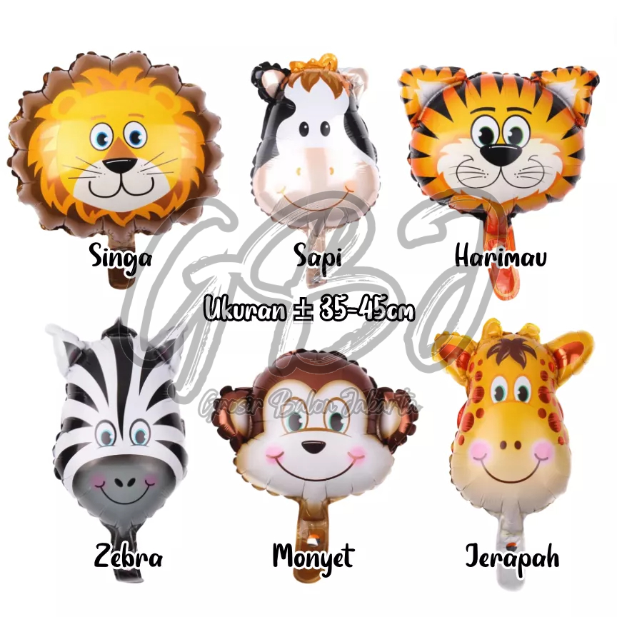 Jual Balon Foil MINI Hewan / Zoo Animal / Binatang (Singa, Monyet ...