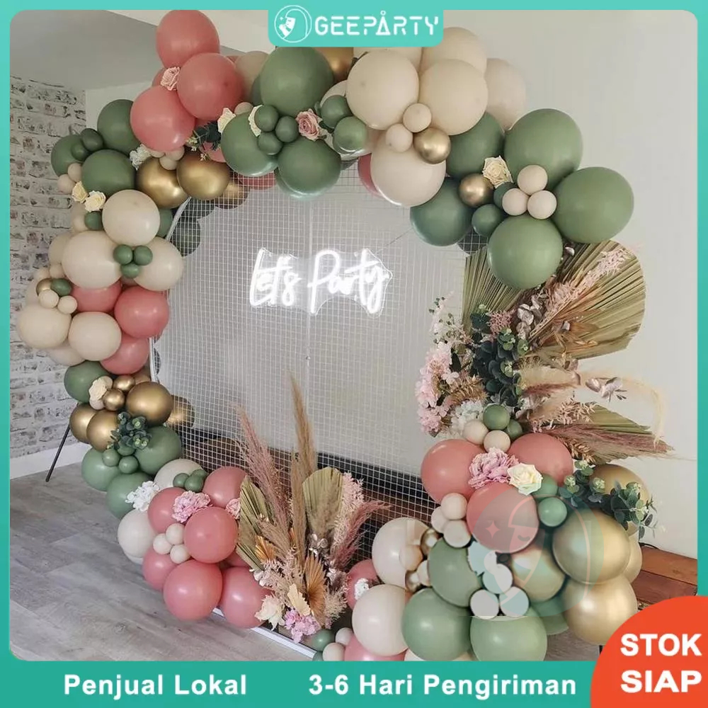 Jual 127 pcs Sega Hijau Retro Merah Muda Balon Garland Avocado Set ...