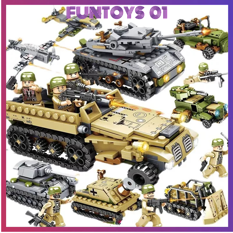 Jual 1000Pcs Mainan Brick Tank WW2 Pesawat Mainan Anak Laki Laki Tank ...