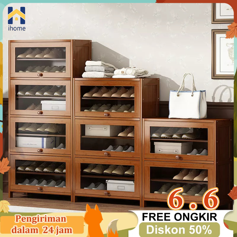 Jual IH Rak Sepatu Anti Debu Kayu Lemari Susun Sepatu Rak Sepatu ...