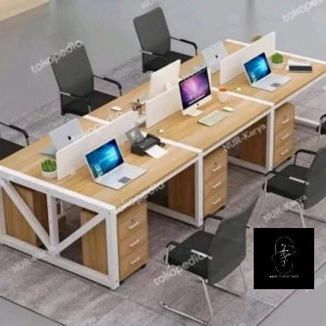 Jual meja staff meja kantor meja kerja kayu kaki besi | Shopee Indonesia