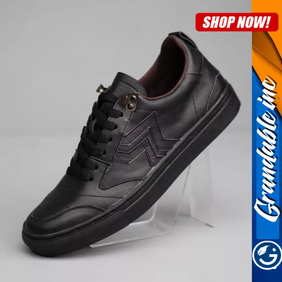 Jual Sepatu Casual Sneakers Formal Tali Kulit Asli Hitam Pria - CMX | Shopee Indonesia