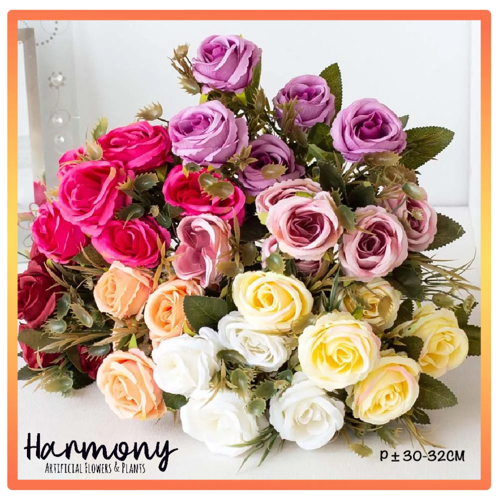 Jual bunga artificial mawar exotic plastik buket hias palsu bouquet ...