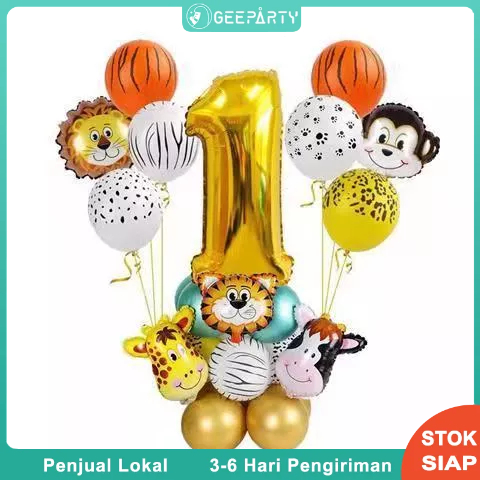 Jual 27 pcs Balon Latex Angka Hewan Warna Amas Nomor Hutan Safari Untuk ...