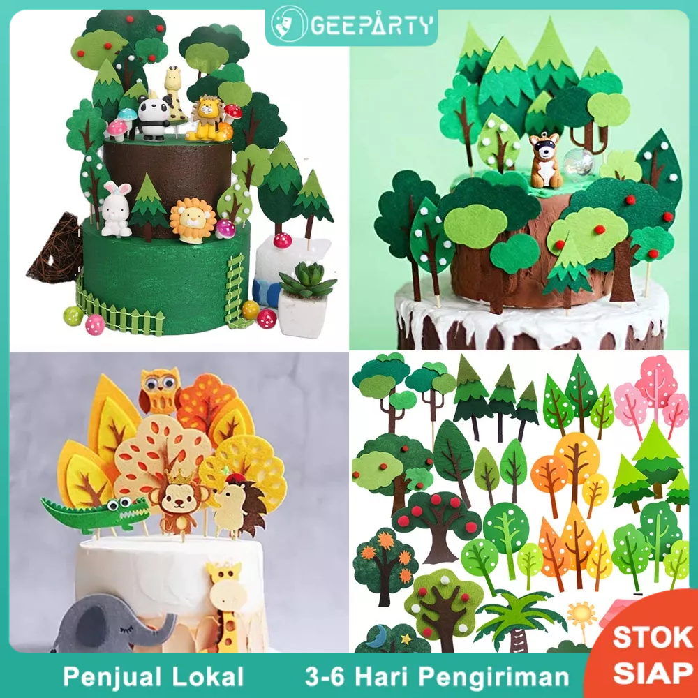 Jual 3 pcs Topper Kue Pohon Hutan Tema Hewan Safari Hutan Tema Hewan ...
