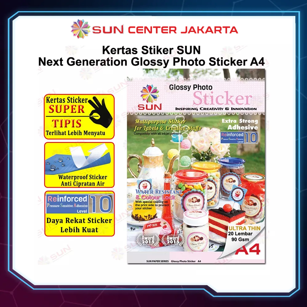 Jual Kertas Foto Sticker A4/F4 - SUN NG Glossy Photo Sticker Ultra Thin ...