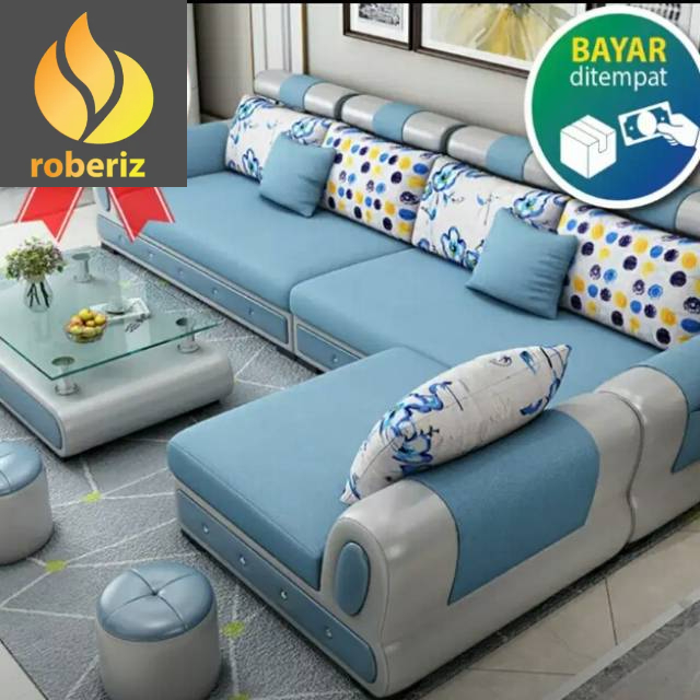 Jual SOFA MINIMALIS L SHAPE MODERN SOFA CUTOM ROBERIZ | Shopee Indonesia