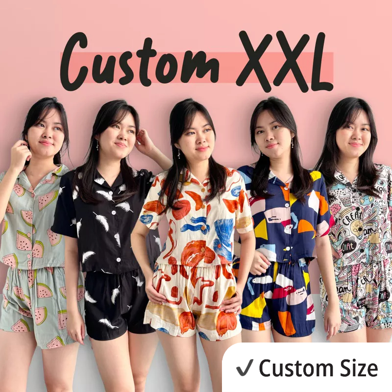Jual (SIZE XS-XXXL & CUSTOM) Setelan Baju Tidur Piyama Wanita Crop ...
