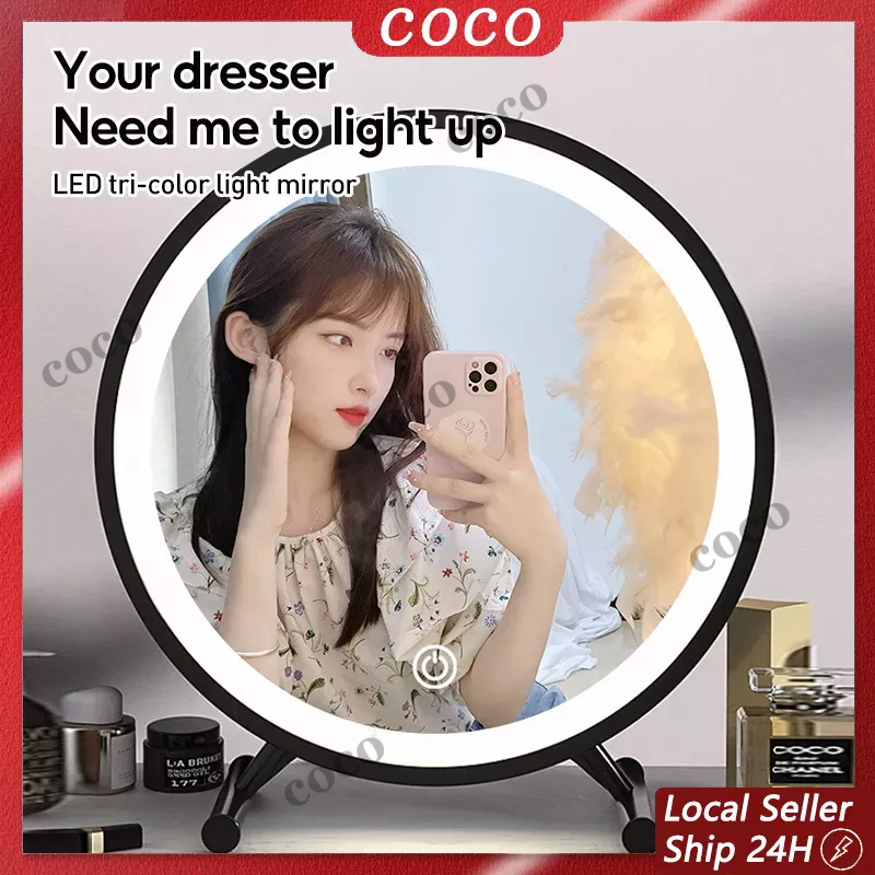 Jual 【COD】Cermin Rias LED Dengan Touchscreen Cermin Rias Bulat 40CM ...