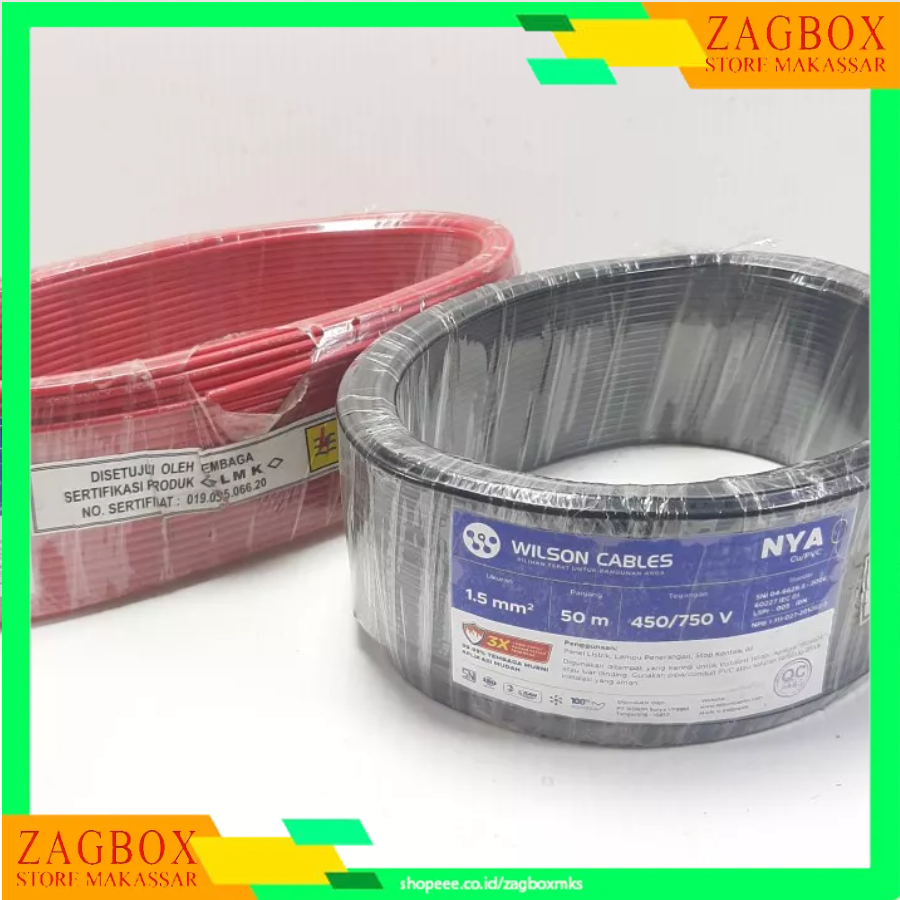 Jual KABEL LISTRIK TUNGGAL WILSON NYA 1x1.5mm PERMETER | Shopee Indonesia