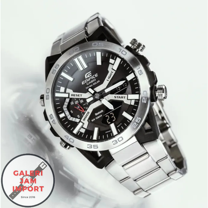 Jual Jam Tangan Pria Casio Edifice ECB-2000 Stainless Silver Full Black ...