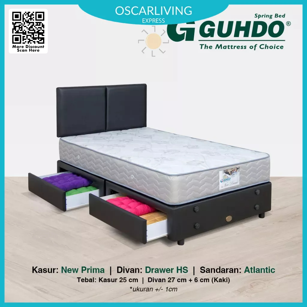 Jual Kasur Guhdo Drawer HS New Prima Set Atlantic Hitam Tebal 25Cm Abu Khusus Jabodetabek ...