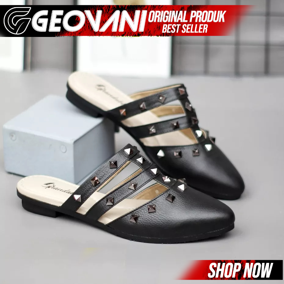 Jual Sepatu Sandal Sendal Slop Selop Kulit Asli Flat Teplek Wanita ...