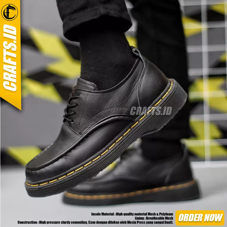 Jual Sepatu Formal Docmart Kulit Hitam Pria Crafts Vixo | Shopee Indonesia
