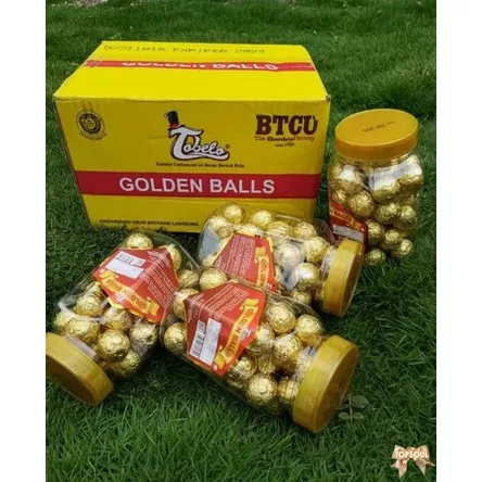 Jual Golden Ball isi 6 toples Cokelat Bola Emas mirip Ferrero Rocher ...