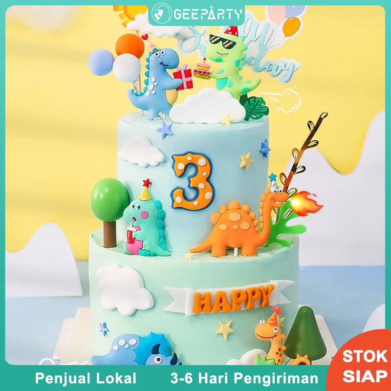Jual Kartun Kue Topper Dinosaurus Lucu Tanah Liat Lunak Cake Untuk Anak ...