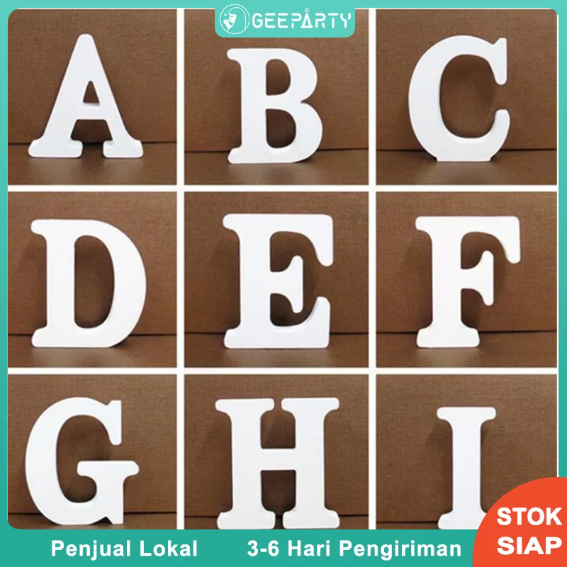 Jual 1 pcs 10 cm Huruf Kayu Putih Huruf Putih Alfabet Putih Ornamen ...