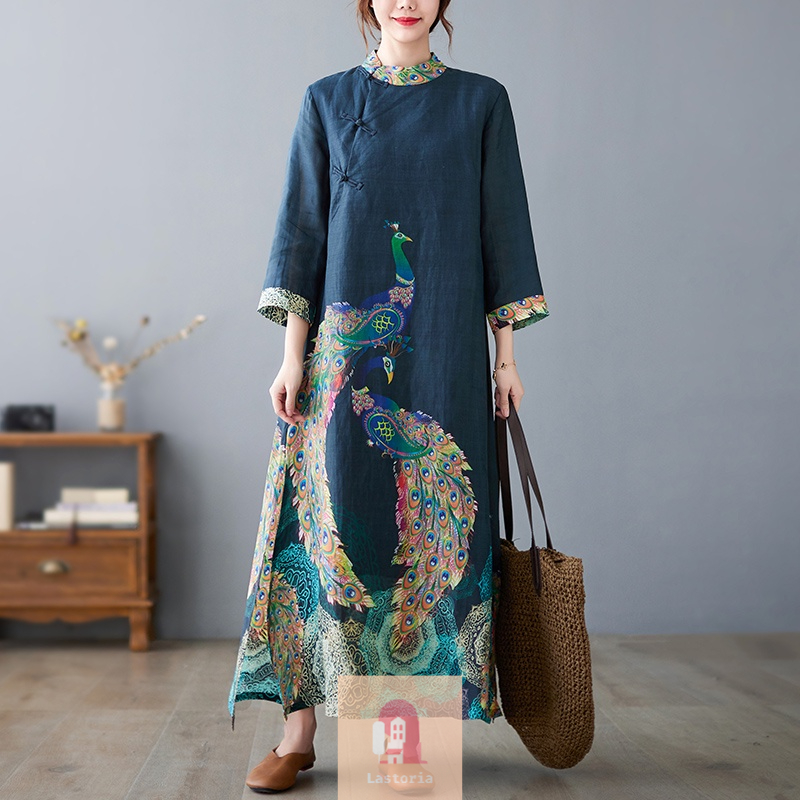 Jual PEACOCK DRESS - QIBAO CNY CHINESE IMLEK TRADITIONAL MOTIF MERAK ...
