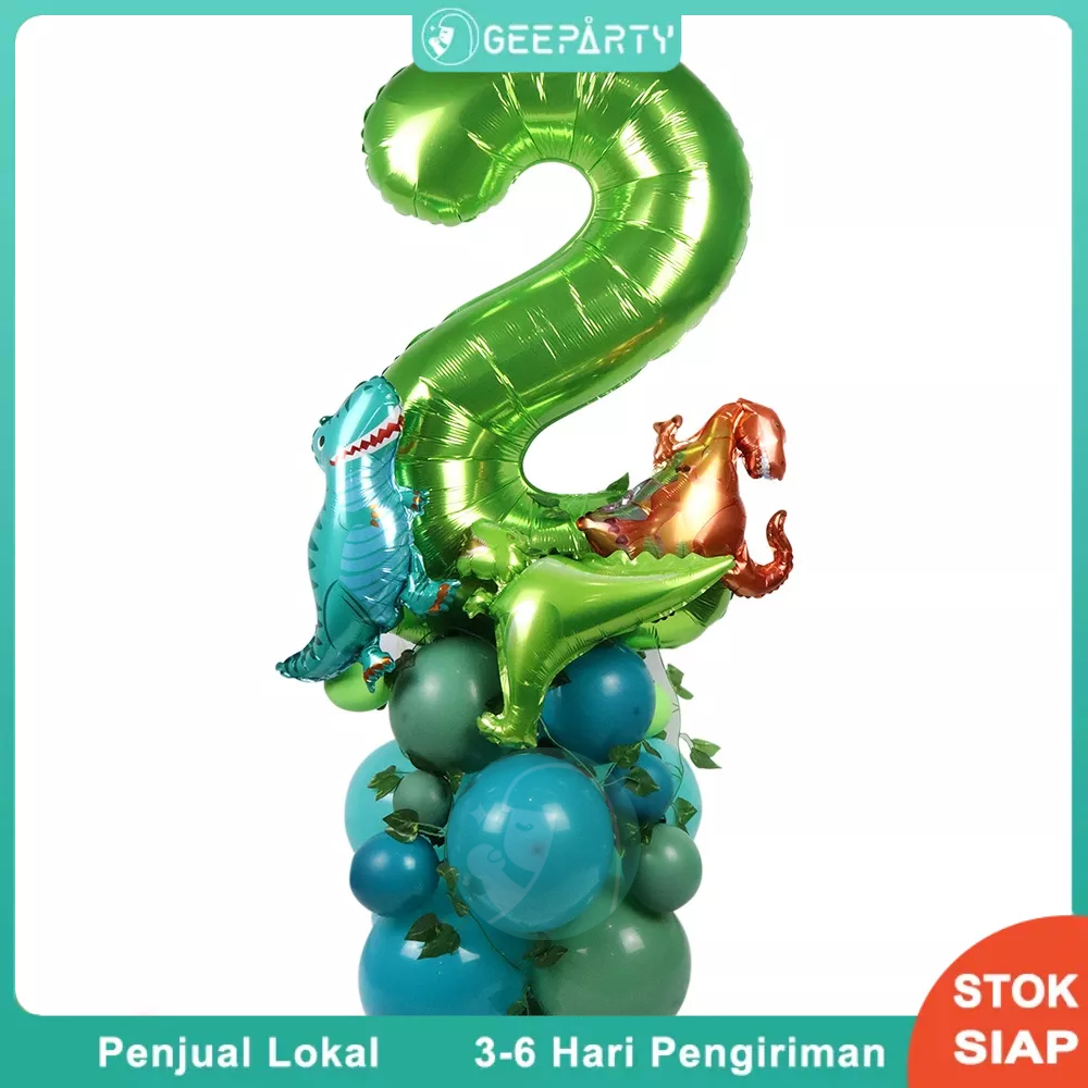 Jual 26 pcs Dinosaurus Jurassic Balon Angka Hijau Nomor Set untuk Anak ...