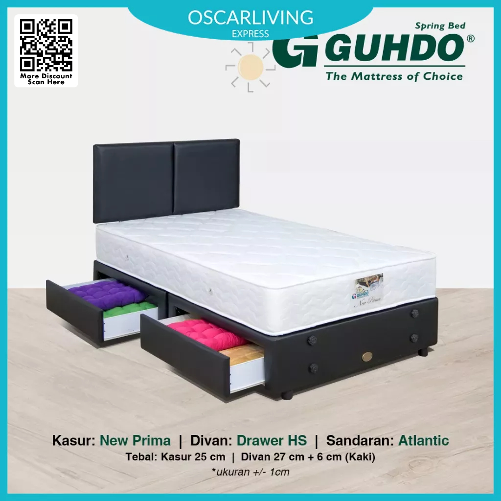 Jual Kasur Guhdo Drawer HS New Prima Set Atlantic Hitam Tebal 25Cm ...